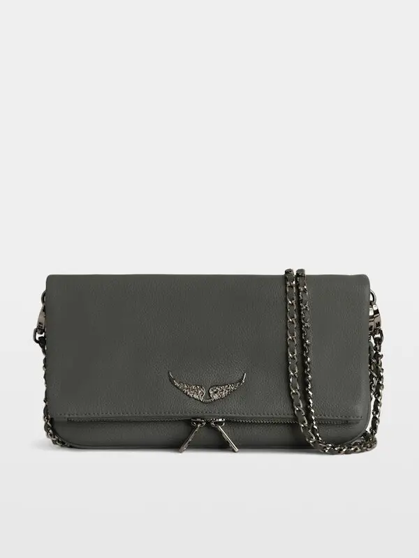 Zadig&Voltaire Grained Leather Clutch - Road Silver