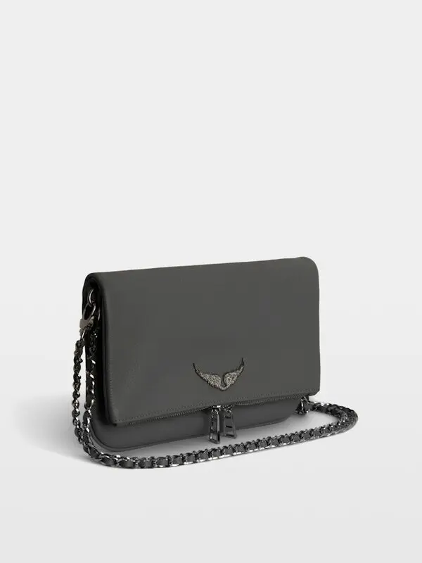 Zadig&Voltaire Grained Leather Clutch With Chain Strap - Road Silver