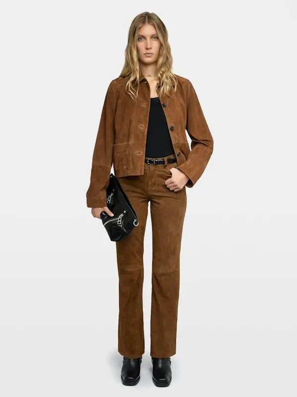 Zadig&Voltaire Suede Bootcut Pants - Cognac