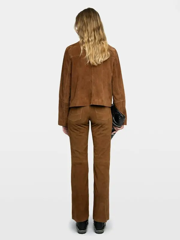 Zadig&Voltaire Suede Bootcut Pants - Cognac