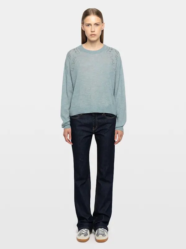 Zadig&Voltaire Swapy Cashmere Sweater With Rhinestone Embellishments - Frozen