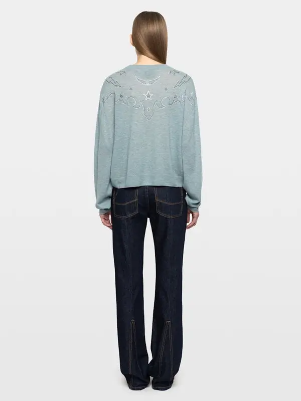 Zadig&Voltaire Swapy Cashmere Sweater With Rhinestone Embellishments - Frozen