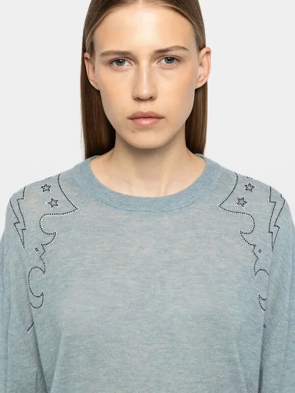 Zadig&Voltaire Swapy Cashmere Sweater With Rhinestone Embellishments - Frozen