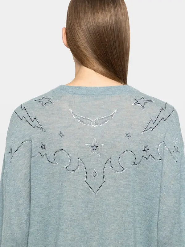 Zadig&Voltaire Swapy Cashmere Sweater With Rhinestone Embellishments - Frozen