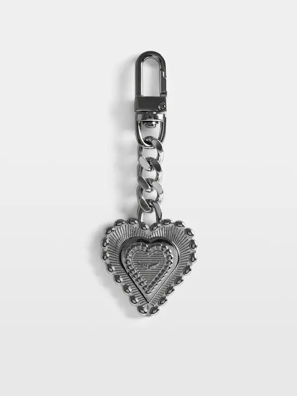 Zadig&Voltaire Keyring With Heart Medal And Signature Wings - Shiny Silver