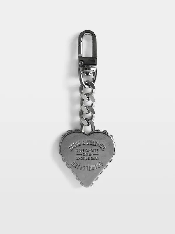 Zadig&Voltaire Keyring With Heart Medal And Signature Wings - Shiny Silver