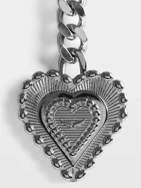 Zadig&Voltaire Keyring With Heart Medal And Signature Wings - Shiny Silver