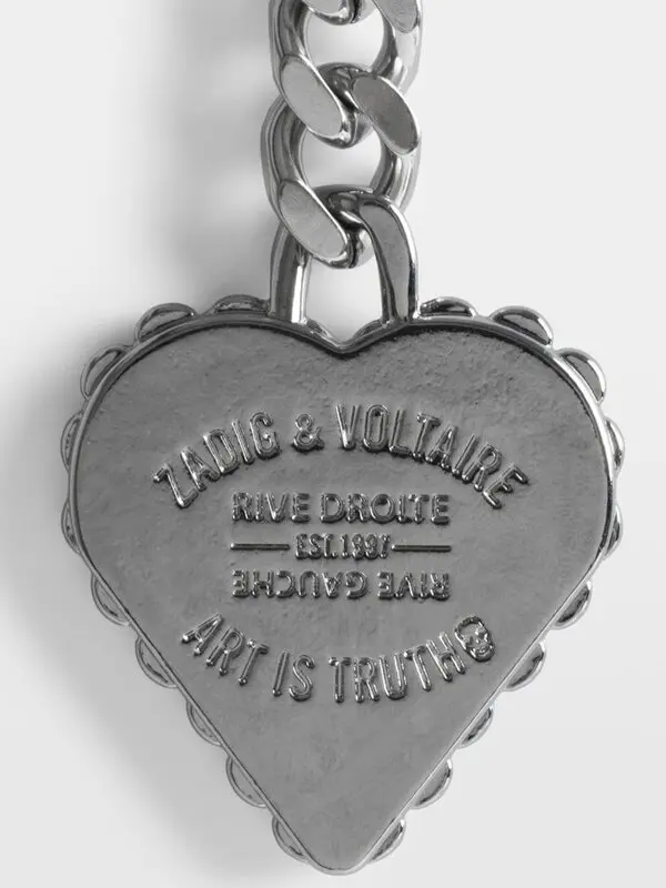 Zadig&Voltaire Keyring With Heart Medal And Signature Wings - Shiny Silver