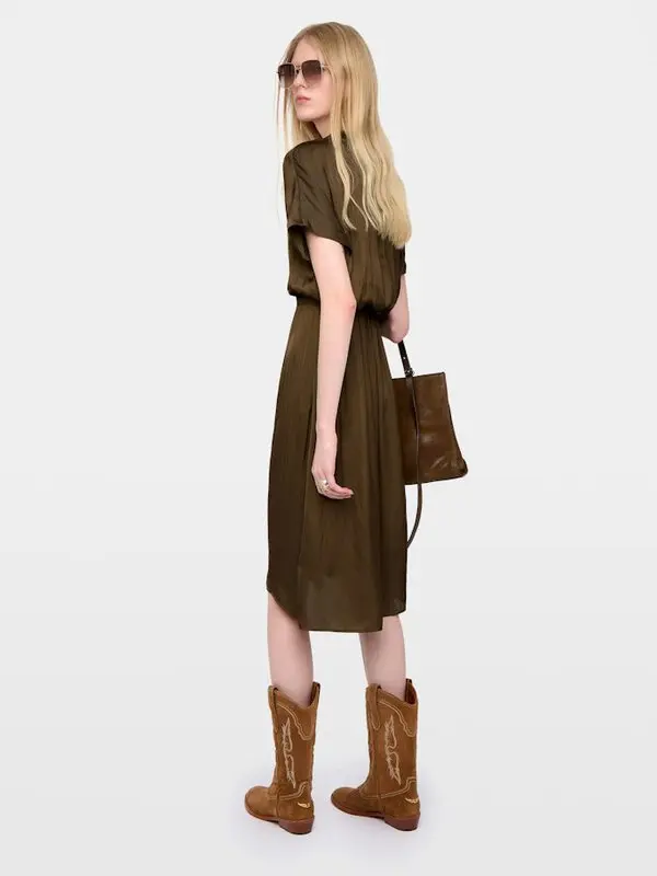 Zadig&Voltaire Riaz Satin Midi Dress - Moss