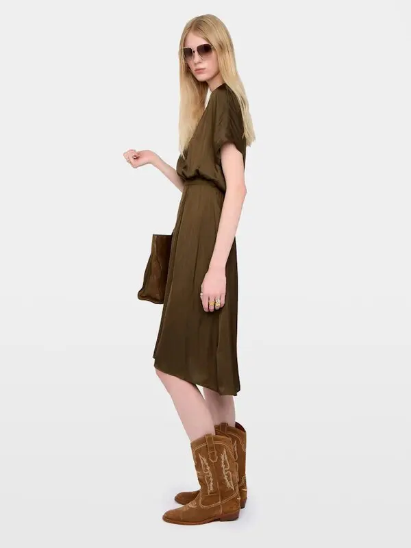 Zadig&Voltaire Riaz Satin Midi Dress - Moss