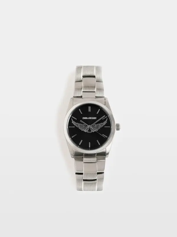 Zadig&Voltaire Stainless Steel Watch With Wing Motif - Black