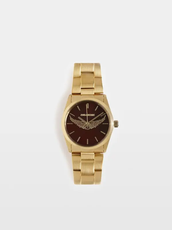 Zadig&Voltaire Stainless Steel Watch With Wing Motif - Gold