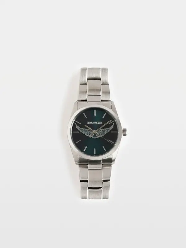 Zadig&Voltaire Stainless Steel Watch With Wing Motif - Navy