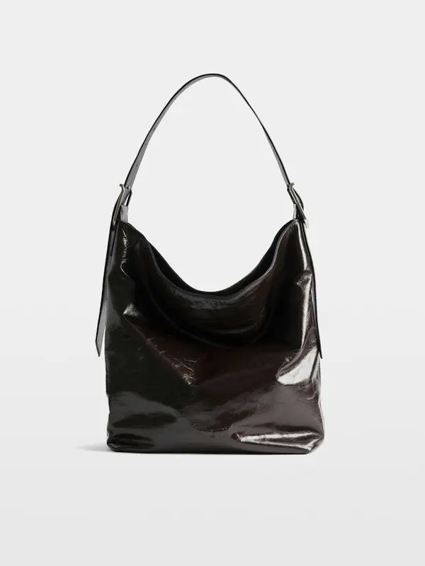Zadig&Voltaire Jane Hobo Vintage Patent Bag - Brownie