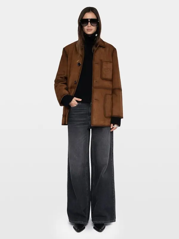 Zadig&Voltaire Venezia Suede Leather Jacket - Cognac