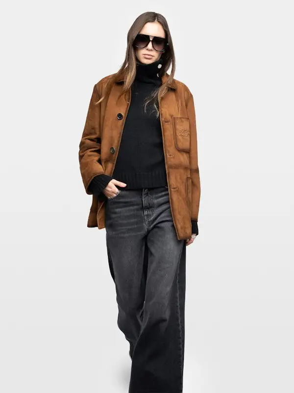 Zadig&Voltaire Venezia Suede Leather Jacket - Cognac