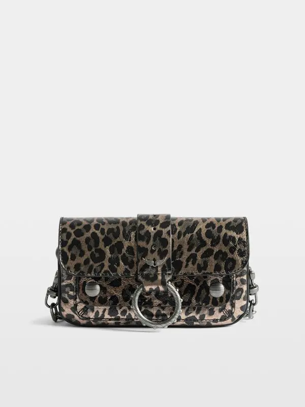 Zadig&Voltaire Kate Wallet Metal Leopard Bag - Silver