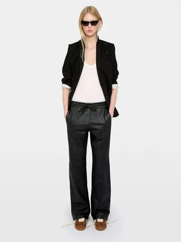 Zadig&Voltaire Pocha Crinkled Leather Trousers - Black