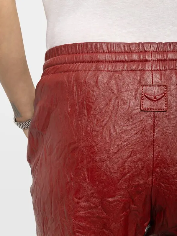Zadig&Voltaire Pocha Crinkled Leather Trousers - Cherry