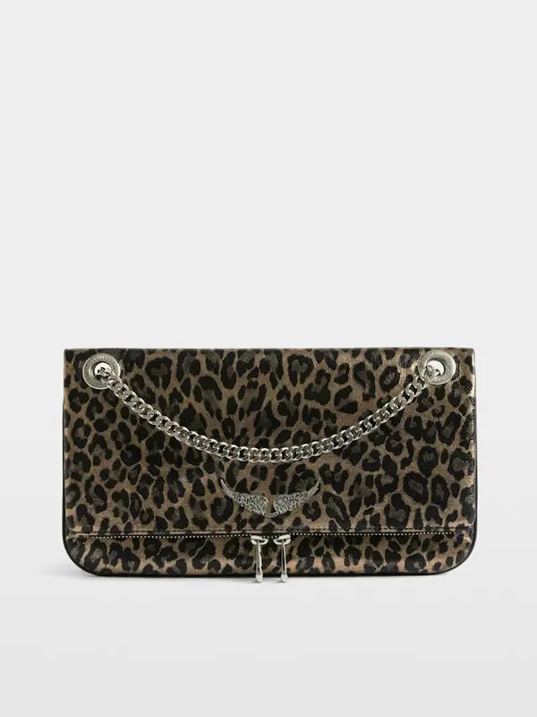 Zadig&Voltaire Rock Ii Metal Leopard Clutch - Silver