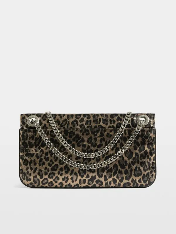 Zadig&Voltaire Rock Ii Metal Leopard Clutch - Silver