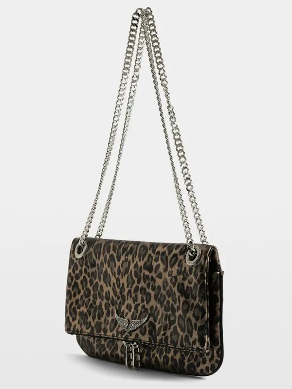 Zadig&Voltaire Rock Ii Metal Leopard Clutch - Silver