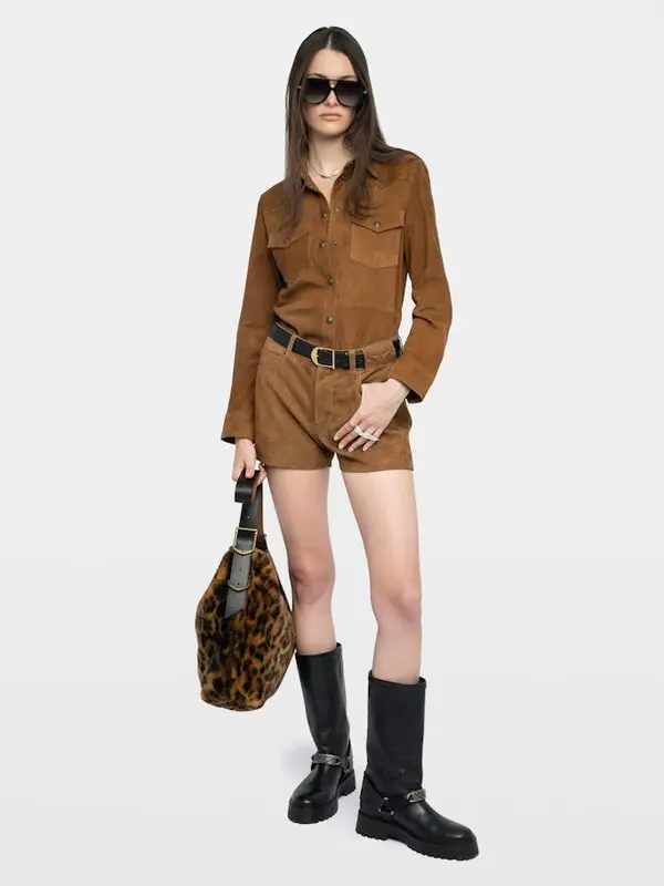 Zadig&Voltaire Thelma Suede Leather Shirt - Daim