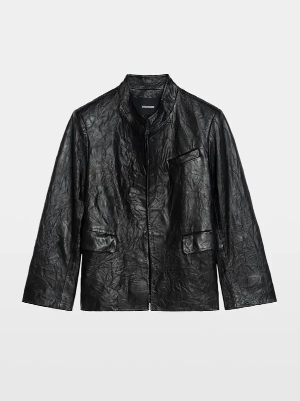 Zadig&Voltaire Veryn Crinkled Leather Blazer - Black