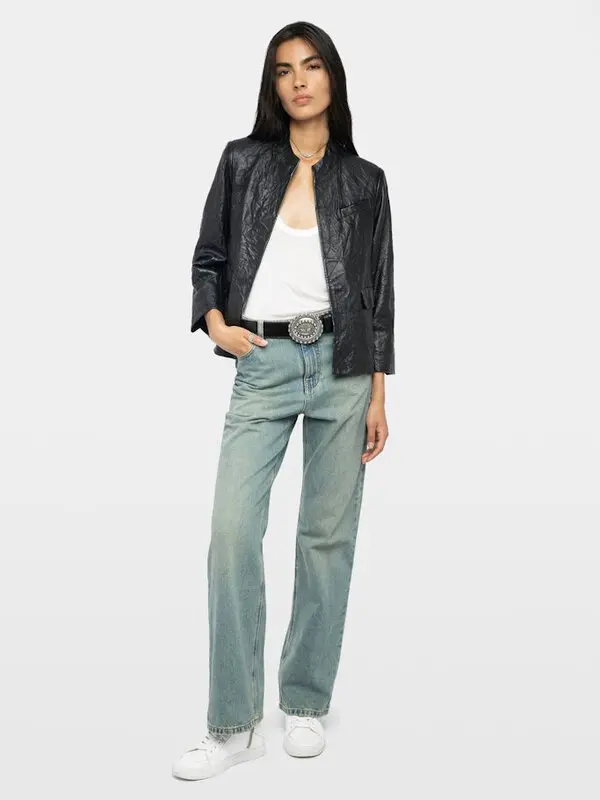 Zadig&Voltaire Crinkled Leather Blazer - Black