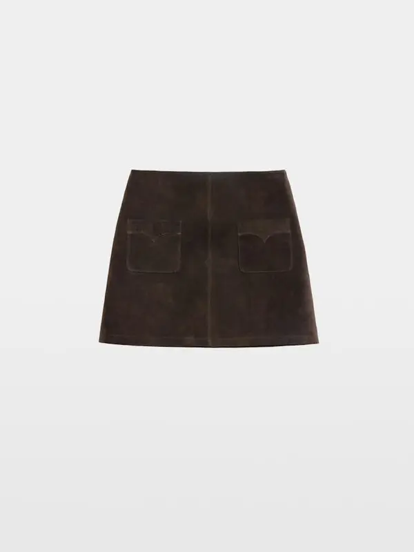 Zadig&Voltaire Jaime Suede Leather Skirt - Dark Chocolate