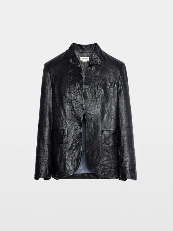 Zadig&Voltaire Verys Crinkled Leather Blazer - Black