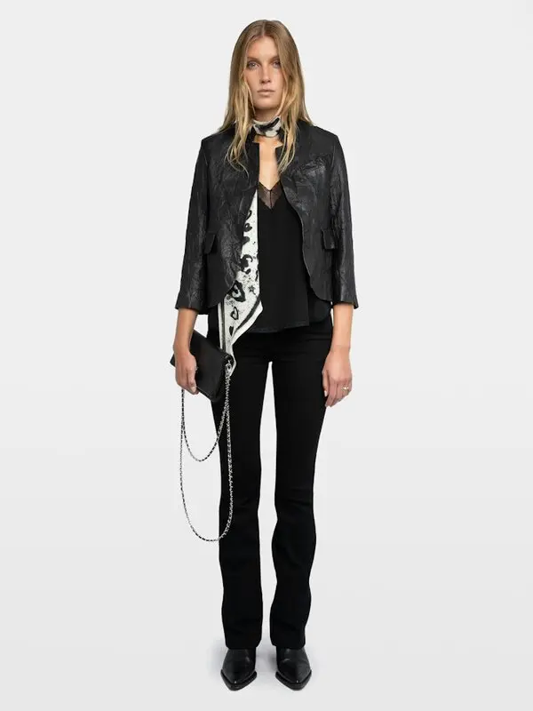 Zadig&Voltaire Verys Crinkled Leather Blazer - Black