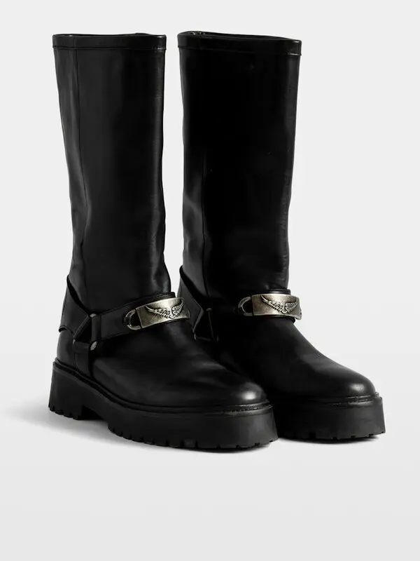 Zadig&Voltaire Angie Leather Biker Boots - Black