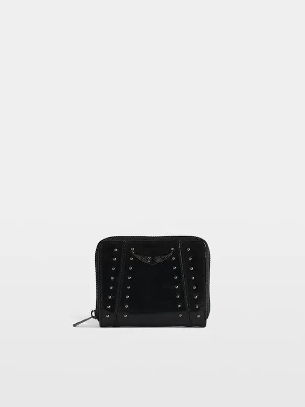 Zadig&Voltaire Mini Zv Vintage Patent Studs Wallet - Black