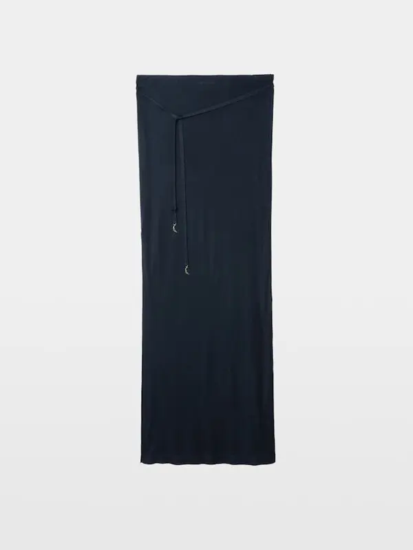 Zadig&Voltaire Giada Asymmetric Long Slit Skirt - Encre