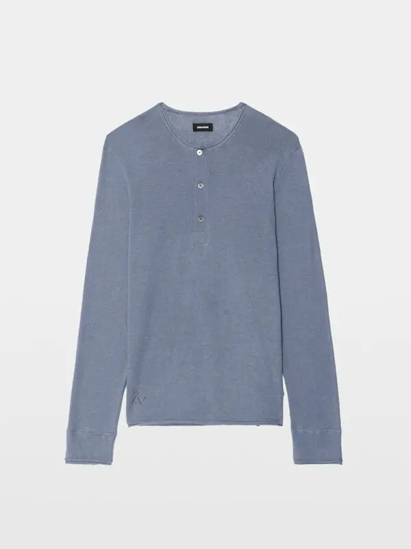Zadig&Voltaire Cotton And Linen Henley Sweater - Storm
