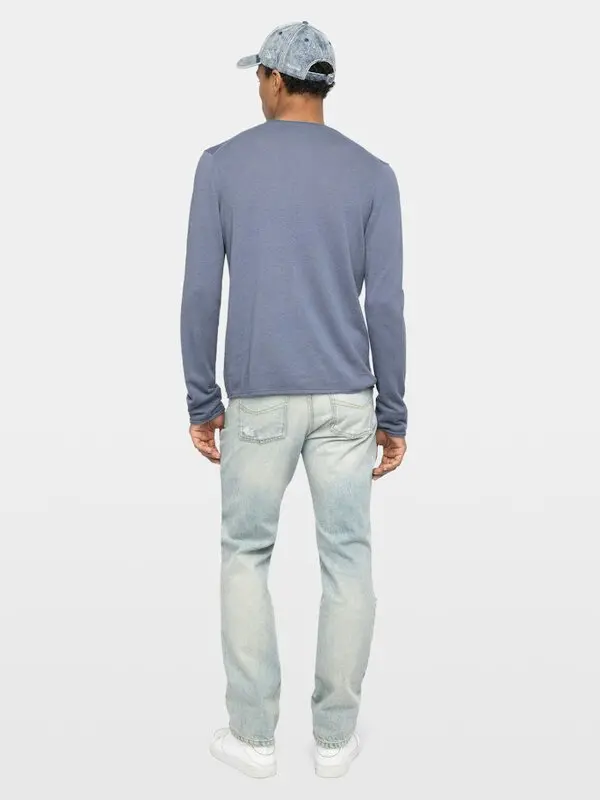 Zadig&Voltaire Cotton And Linen Henley Sweater - Storm