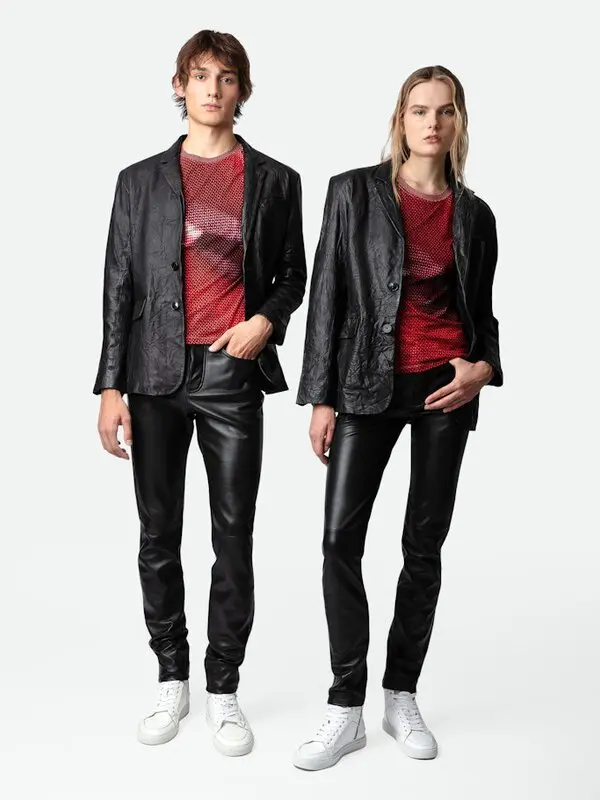 Zadig&Voltaire Valfried Crinkled Leather Blazer - Black
