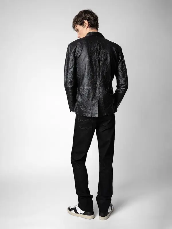 Zadig&Voltaire Valfried Crinkled Leather Blazer - Black