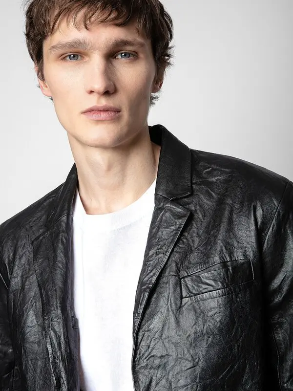 Zadig&Voltaire Valfried Crinkled Leather Blazer - Black