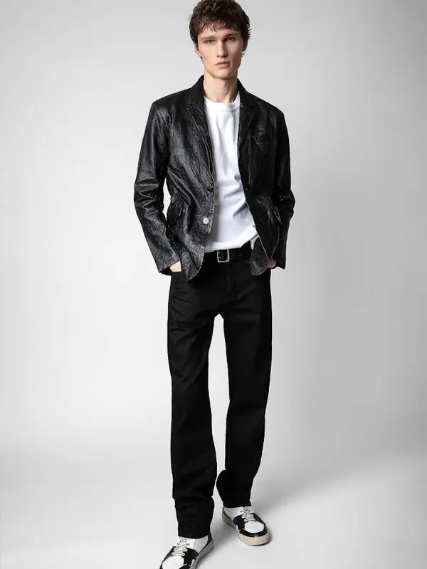 Zadig&Voltaire Valfried Crinkled Leather Blazer - Black