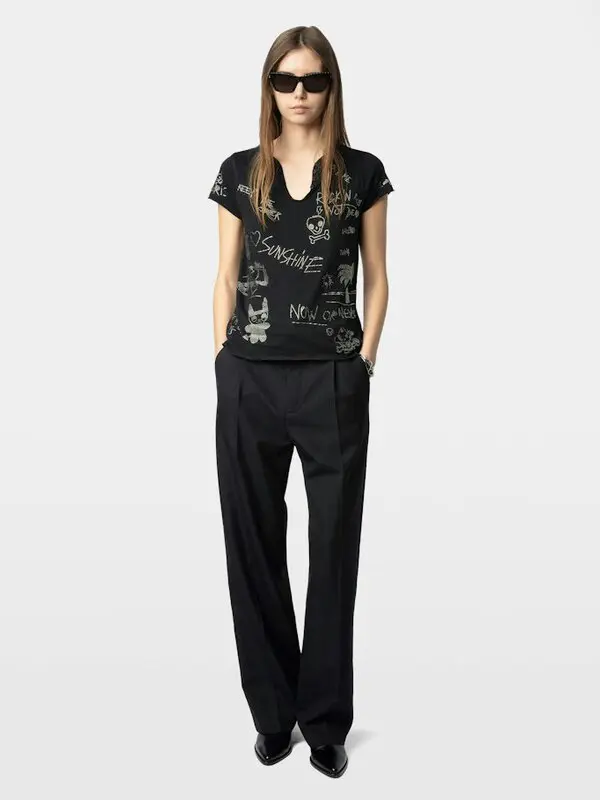 Zadig&Voltaire Cotton Henley T-shirt - Black