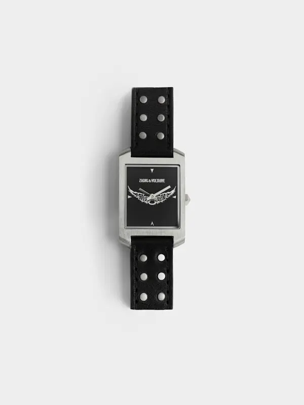 Zadig&Voltaire Voltaire Studded Leather Watch - Black