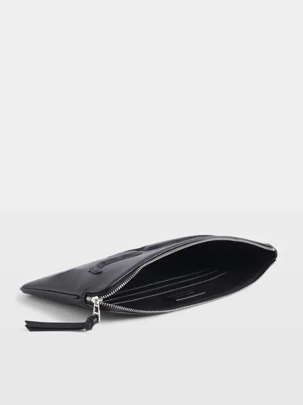 Zadig&Voltaire Grained Leather Zip Clutch