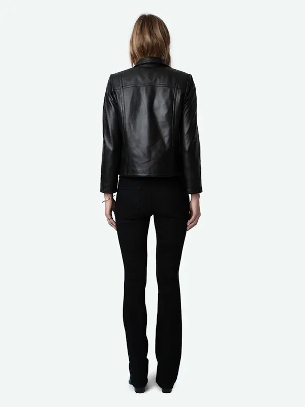 Zadig&Voltaire Litchi Leather Cropped Jacket