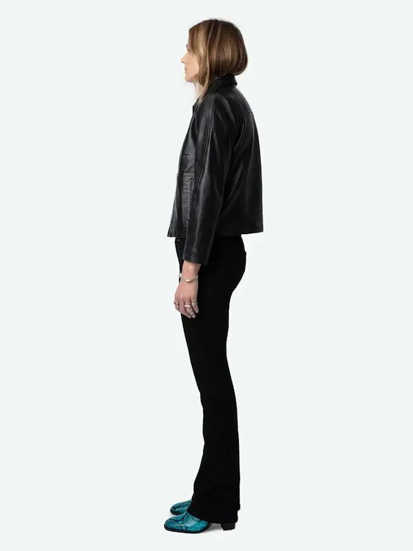 Zadig&Voltaire Litchi Leather Cropped Jacket