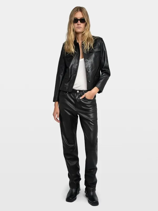 Zadig&Voltaire Liam Lambskin Leather Jacket - Black