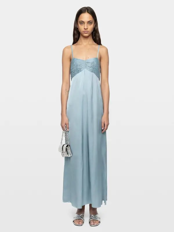 Zadig&Voltaire Rippie Satin Maxi Dress - Sky