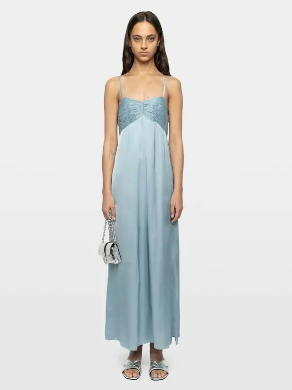 Zadig&Voltaire Rippie Satin Maxi Dress - Sky