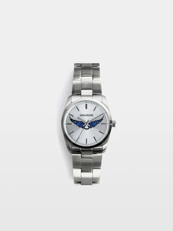 Zadig&Voltaire Stainless Watch With Rhinestone Wing Pattern - Steel